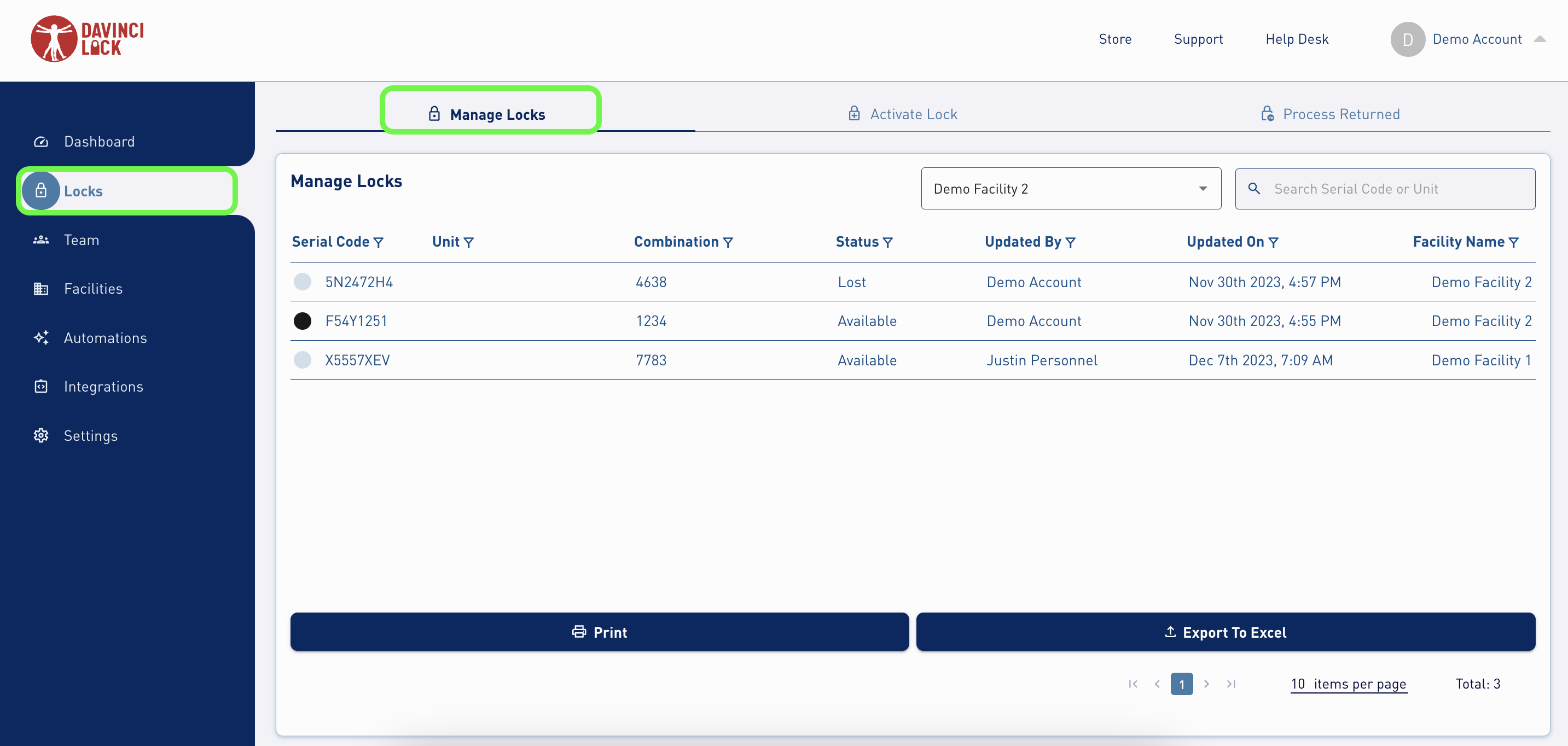 Assign or Edit a Lock